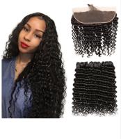 China Deep Wave Peruvian 100 Remy Human Hair Weave Bundles With Frontal No Shedding for sale
