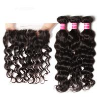 China Natural Wave Virgin Peruvian 100% Human Hair Unprocessed Bundles Frontal for sale