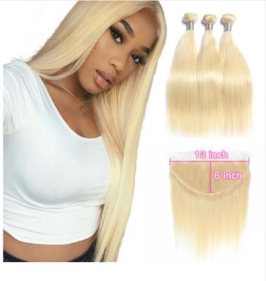 China 613 Blonde Straight 3 Bundles Peruvian Virgin Human Hair Weave 10A Grade 18 Inch for sale