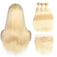 China 613 Blonde Straight 3 Bundles Peruvian Virgin Human Hair Weave 10A Grade 18 Inch for sale