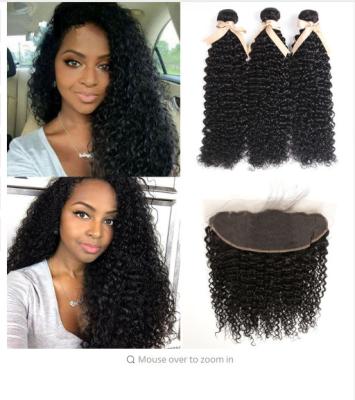 China Jerry Curly 100% Indian Virgin Human Hair Extensions 13x6 Lace Frontal 8-40 Inch for sale
