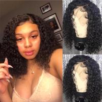 China Natural Curly Short Front Lace Human Hair Bob Wig 10-18 Inch for African American Women for sale