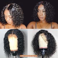 China Natural Curly Short Front Lace Human Hair Bob Wig 10-18 Inch for African American Women for sale