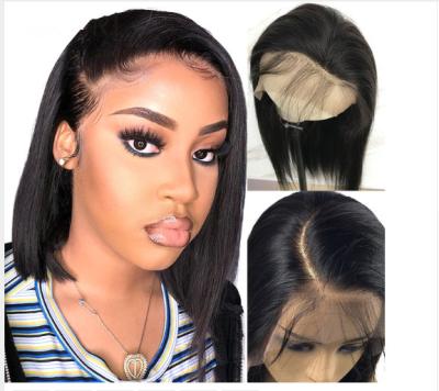 China 10 Inch Glueless Straight Full Lace Human Hair Wig with Baby Hair Short Brazilian Virgin Hair for sale