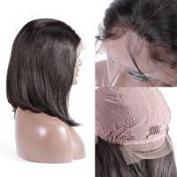 China 10 Inch Glueless Straight Full Lace Human Hair Wig with Baby Hair Short Brazilian Virgin Hair for sale
