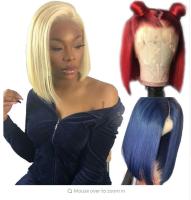 China 18 Inch 100% Brazilian Unprocessed Human Hair Straight Bob Wig 613 Blonde Color 10A Grade for sale
