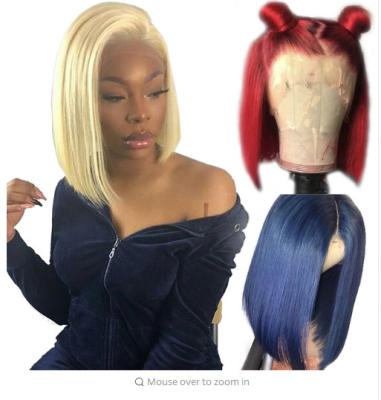 China 18 Inch 100% Brazilian Unprocessed Human Hair Straight Bob Wig 613 Blonde Color 10A Grade for sale