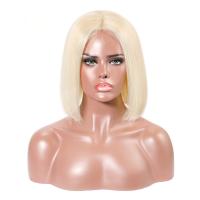 China 18 Inch 100% Brazilian Unprocessed Human Hair Straight Bob Wig 613 Blonde Color 10A Grade for sale
