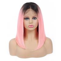 China 1B Pink 100% Brazilian Virgin Hair Short Straight Lace Frontal Bob Wig 10A 8-40 Inch for sale