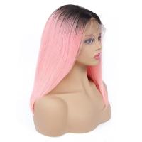 China 1B Pink 100% Brazilian Virgin Hair Short Straight Lace Frontal Bob Wig 10A 8-40 Inch for sale