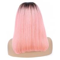 China 1B Pink 100% Brazilian Virgin Hair Short Straight Lace Frontal Bob Wig 10A 8-40 Inch for sale