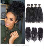 China Malaysian Curly Hair Bundles with Closure 100g per Piece 10A Grade Virgin Remy Human Hair for sale