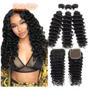 China 100% Brazilian Virgin Human Hair Deep Wave Double Weft Extensions 10A Grade 8-40 Inch for sale