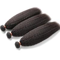 China Yaki Straight 100% Virgin Human Hair Extensions 3 Bundles with Lace Closure 10A Grade 18 Inch for sale