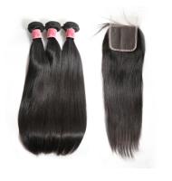 China 10A Grade Peruvian Straight Human Hair Weave 3 Bundles with Closure 8-40 Inch for sale