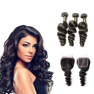 China Free Line Part Brazilian 100% Human Hair Extensions Loose Wave Virgin Hair 10A Grade 8-40 Inch for sale