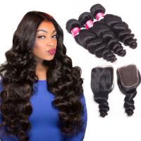 China 3 Bundles Indian Remy Human Hair Extensions with Closure 3.5oz 10A Grade for sale