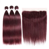 China 13x4 Lace Frontal 100% Brazilian Virgin Hair 99J Color Silky Straight Human Hair Weave 10A Grade 8-40 Inch for sale