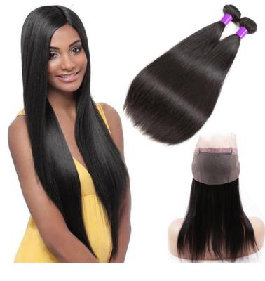 China Straight 360 Lace Frontal with Bundles 100% Unprocessed Brazilian Human Hair 10A Grade 8-24 Inch for sale