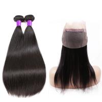 China Straight 360 Lace Frontal with Bundles 100% Unprocessed Brazilian Human Hair 10A Grade 8-24 Inch for sale
