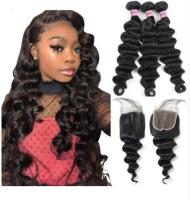 China 100% Brazilian Virgin Hair Loose Deep Wave 3 Bundles with 4x4 Closure 10A Grade 8-40 Inch for sale