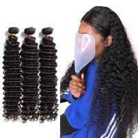 China 10A Grade Malaysian Deep Wave Human Hair Bundles Double Machine Weft 8-30 Inches for sale