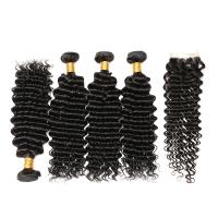 China 100% Brazilian Virgin Hair Deep Curly Human Hair Bundles Natural Black 8-30 Inch 100g for sale