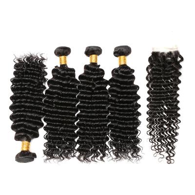 China 100% Brazilian Virgin Hair Deep Curly Human Hair Bundles Natural Black 8-30 Inch 100g for sale