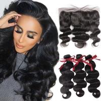 China Natural Color Cambodian Virgin Hair Bundles with Lace Front 10A Grade 8-40 Inch Body Wave for sale