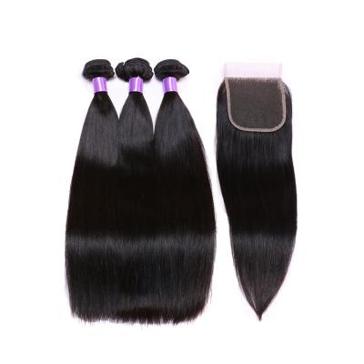 China 100% Virgin Remy Human Hair Bundles Unprocessed Straight Natural Black 100g 8-30 Inch for sale