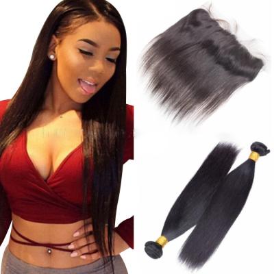 China 22 Inch Cambodian Virgin Hair Straight Bundles with Front No Shedding 10A Grade for sale