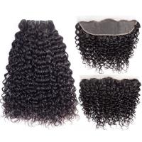 China 30 Inch 100% Virgin Brazilian Curly Water Wave Hair 3 Bundles with Frontal 10A Grade for sale