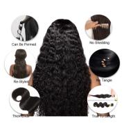 China 30 Inch 100% Virgin Brazilian Curly Water Wave Hair 3 Bundles with Frontal 10A Grade for sale