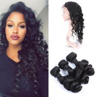 China 360 Lace Closure Peruvian Human Hair Weave with Bundles 10A Grade Virgin Hair 8-24 Inch Natural Color for sale
