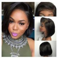 China Natural Color Straight Human Hair Lace Front Wig Short Bob 10A Grade 8-40 Inch for sale