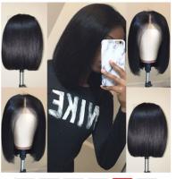 China Natural Color Straight Human Hair Lace Front Wig Short Bob 10A Grade 8-40 Inch for sale