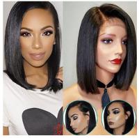 China Natural Color Straight Human Hair Lace Front Wig Short Bob 10A Grade 8-40 Inch for sale