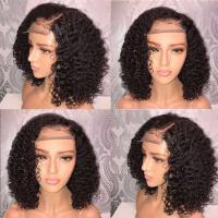 China Double Weft Full Lace Human Hair Wig 180 Density Jerry Curly Bob for Black Women 10A Grade 8-40 Inch for sale