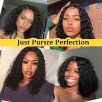 China 13x6 Lace Front Human Hair Wig 180% Density Water Wave 10-18 Inch Black for sale
