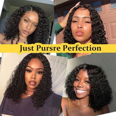 China 13x6 Lace Front Human Hair Wig 180% Density Water Wave 10-18 Inch Black for sale