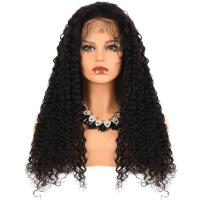 China 180% Density Kinky Curly Front Lace Human Hair Wig with Baby Hair 120g-300g 10A Grade Virgin Remy for sale