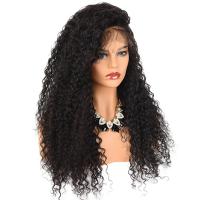 China 180% Density Kinky Curly Front Lace Human Hair Wig with Baby Hair 120g-300g 10A Grade Virgin Remy for sale