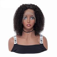 China 150% Density Indian Remy Human Hair Kinky Curly Lace Front Wig 10 inch Natural Color for sale