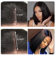 China 10A Grade Virgin Human Hair Lace Front Bob Wig Straight 10-18 Inches Natural Black for sale