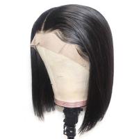 China 10A Grade Virgin Human Hair Lace Front Bob Wig Straight 10-18 Inches Natural Black for sale