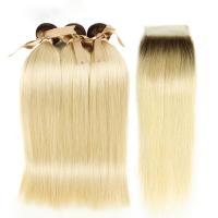 China 1b/613 Brazilian Straight Hair Weave Bundles with Closure 10A Virgin Human Hair 10-28 Inches for sale
