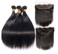 China 8 Inch Indian Straight Hair Bundles with Closure Virgin Human Hair Extensions 10A Grade for sale