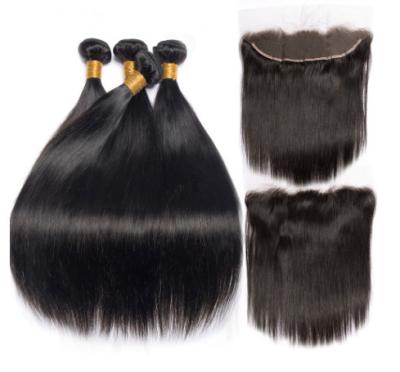 China 8 Inch Indian Straight Hair Bundles with Closure Virgin Human Hair Extensions 10A Grade for sale