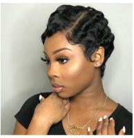 China Custom Color Short Human Hair Lace Front Wig Average Size Adjustable Straps 10A Grade 8-40 Inch for sale