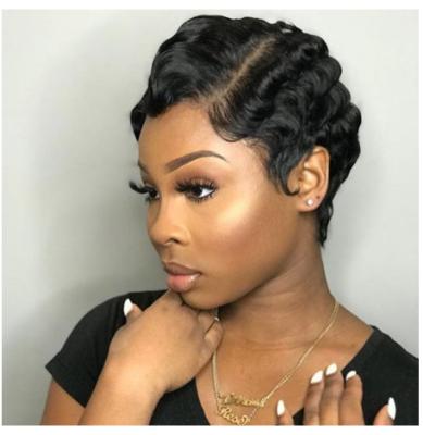 China Custom Color Short Human Hair Lace Front Wig Average Size Adjustable Straps 10A Grade 8-40 Inch for sale